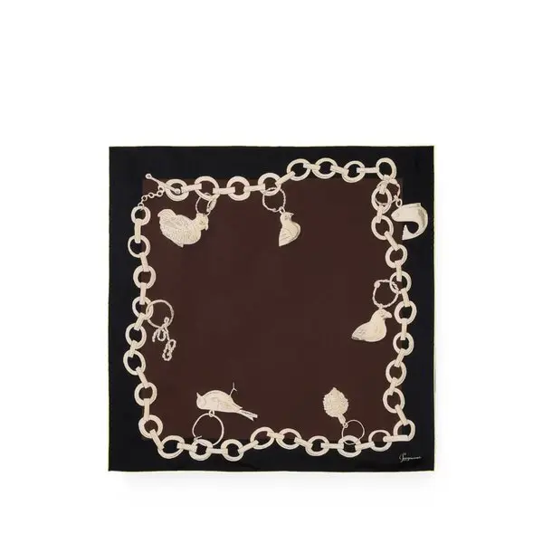 Jacquemus Silk Chain Print Scarf - Black