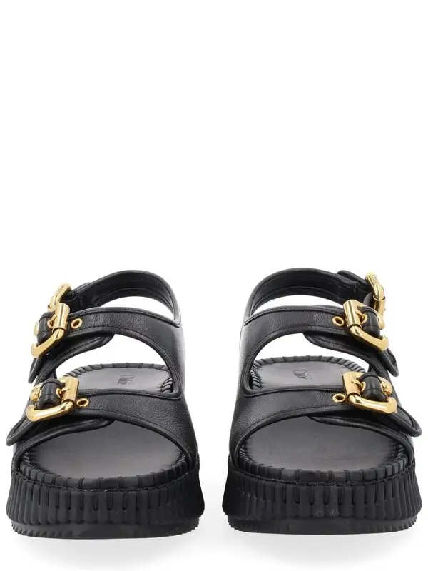 Chloé Nama Wedge Sandal - Black