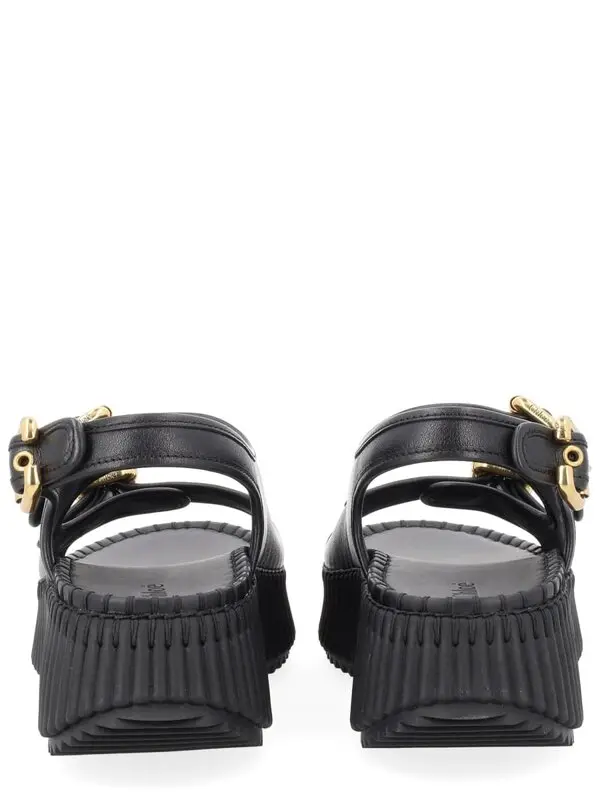 Chloé Nama Wedge Sandal - Black