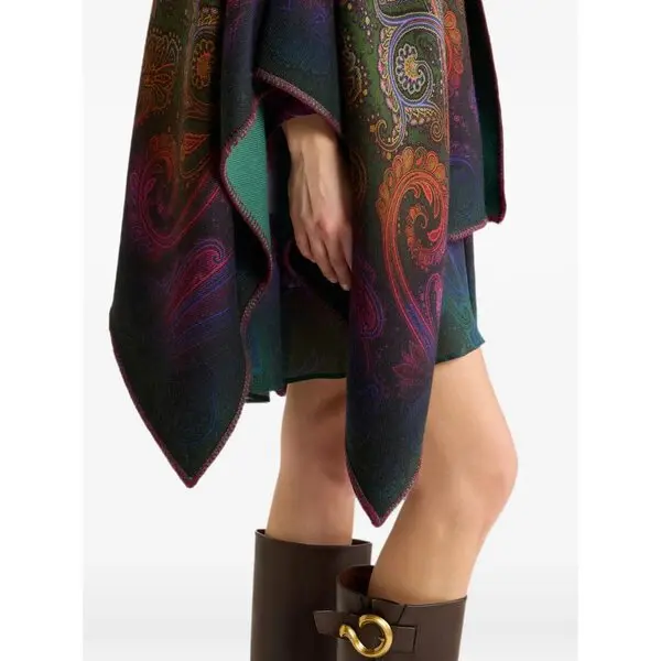 Etro Reversible Wool And Modal Cape - Green