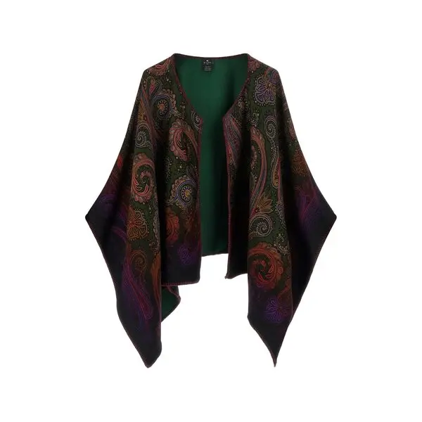 Etro Reversible Wool And Modal Cape - Green