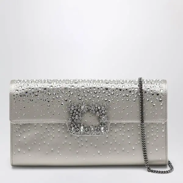 ROGER VIVIER Efflorescence Satin Clutch Bag - Gray