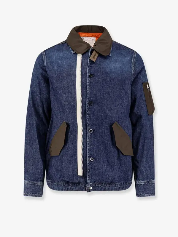 Sacai Denim Jacket With Nylon Inserts
