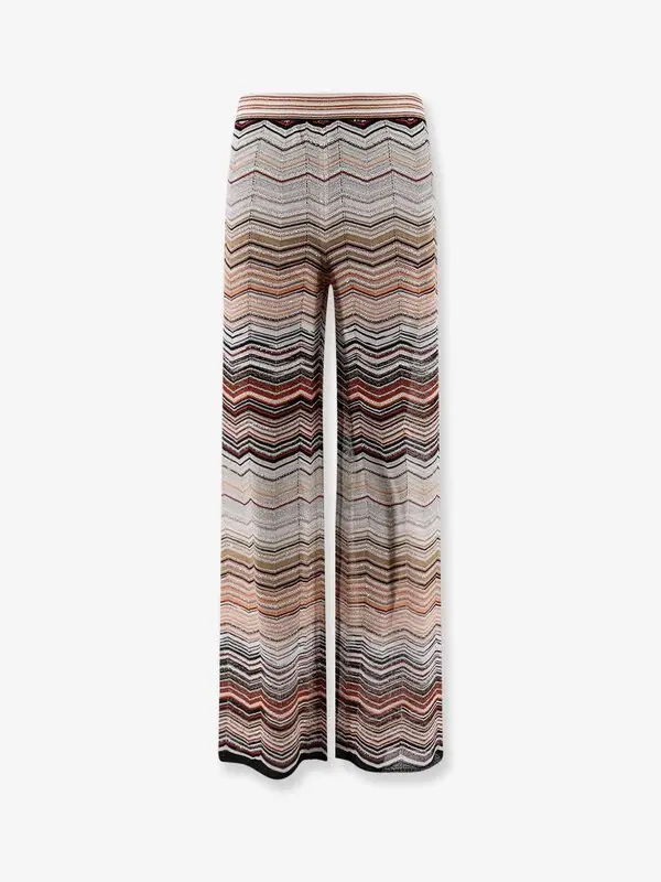 Missoni Viscose Trousers With Laminated Chevron Pattern - Multicolor