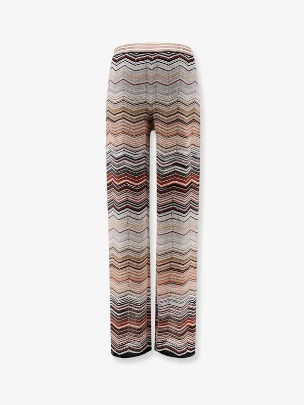 Missoni Viscose Trousers With Laminated Chevron Pattern - Multicolor