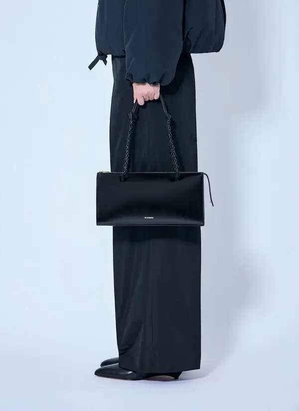 JIL SANDER Tangle Tent Leather Shoulder Bag - Black