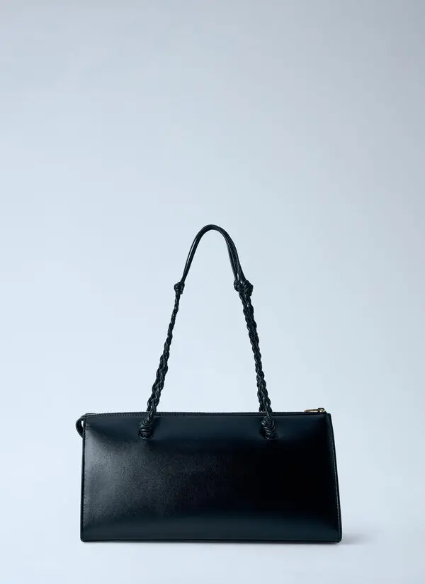 JIL SANDER Tangle Tent Leather Shoulder Bag - Black