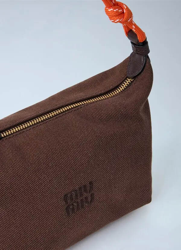Miu Miu Gabardine Zip Handbag - Brown