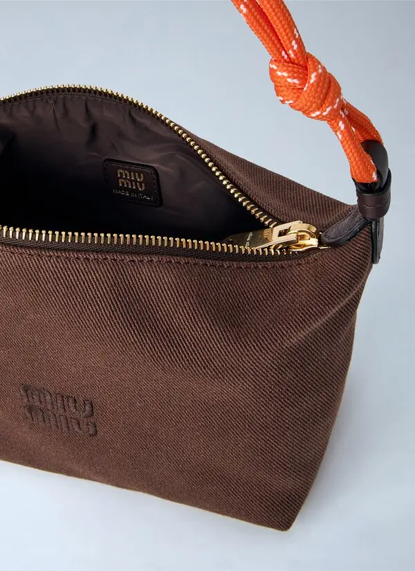 Miu Miu Gabardine Zip Handbag - Brown