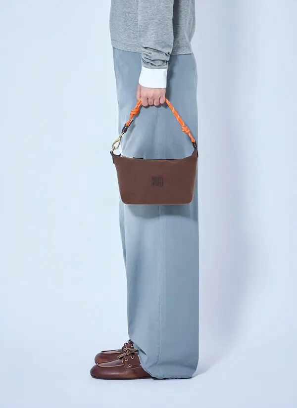 Miu Miu Gabardine Zip Handbag - Brown