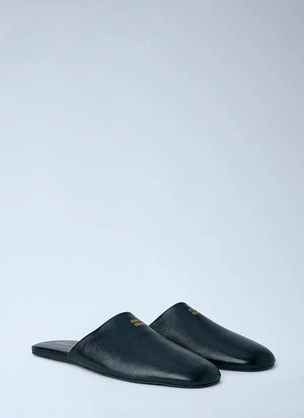 Miu Miu Leather Slippers - Black