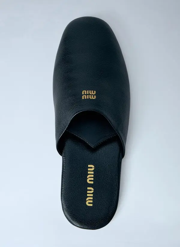 Miu Miu Leather Slippers - Black