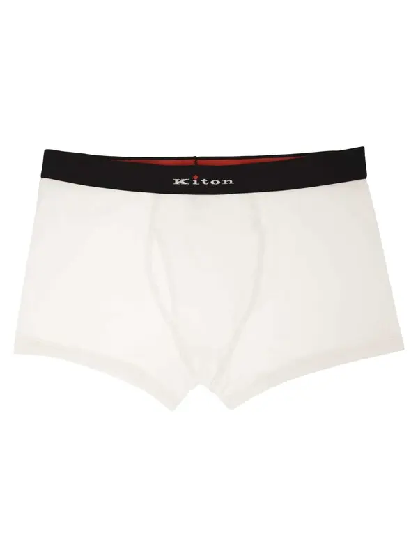 Kiton Stretch Cotton Boxer Briefs With Logo - White
