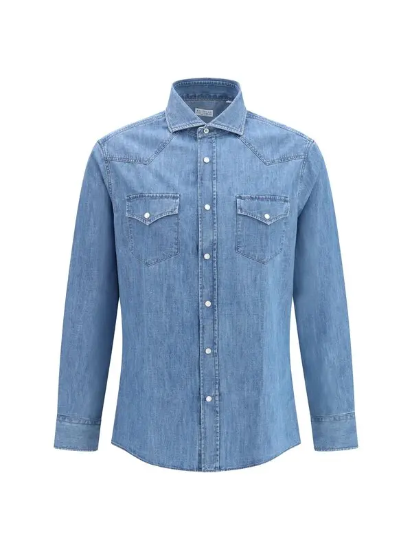 Brunello Cucinelli Easy Fit Lightweight Denim Shirt - Blue