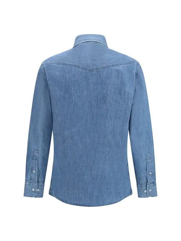 Brunello Cucinelli Easy Fit Lightweight Denim Shirt - Blue