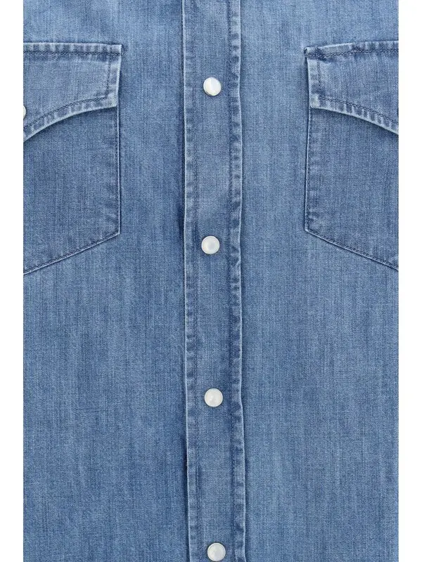 Brunello Cucinelli Easy Fit Lightweight Denim Shirt - Blue