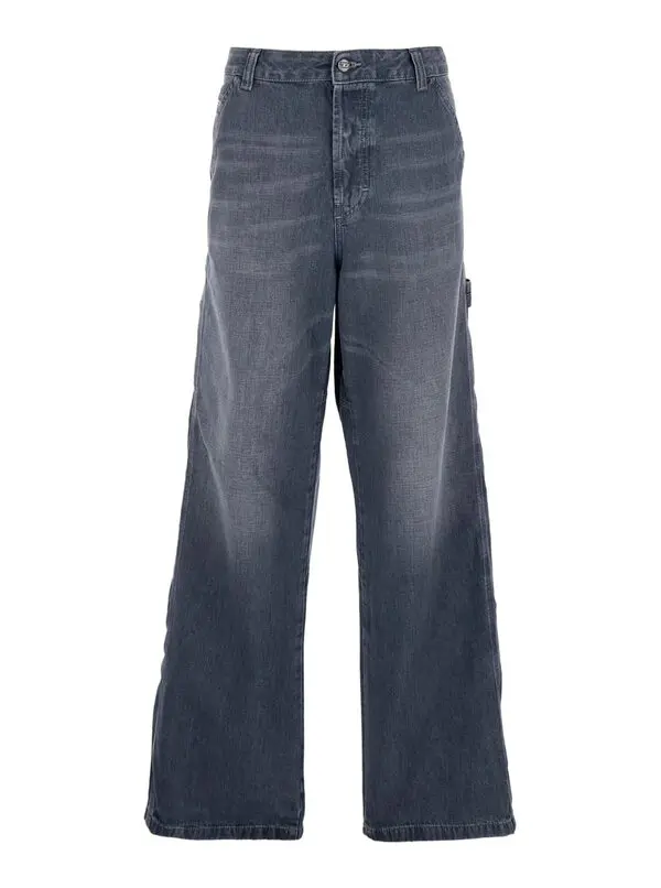DIESEL® Grey Five-pocket Design Jeans With Logo Patch On The Back In Denim