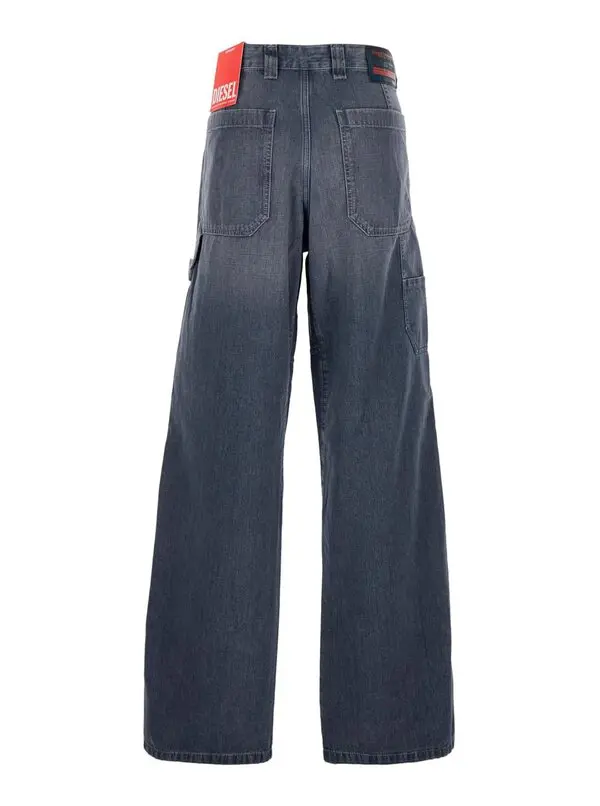 DIESEL® Grey Five-pocket Design Jeans With Logo Patch On The Back In Denim