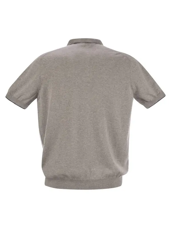 FAY Cotton Buttonless Polo Shirt - Gray