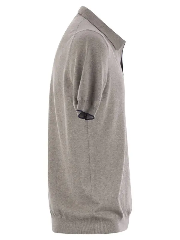 FAY Cotton Buttonless Polo Shirt - Gray