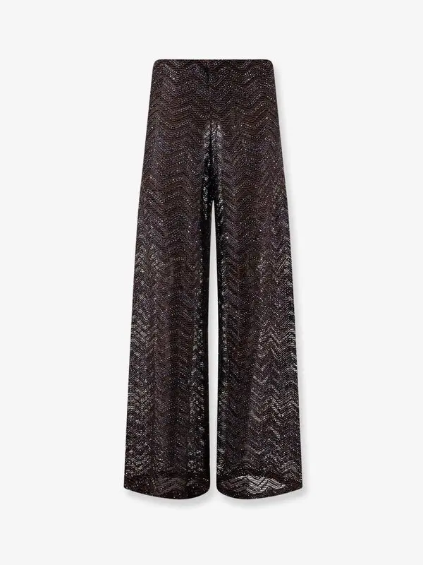 Missoni Viscose Blend Trousers With Chevron Pattern - Multicolor