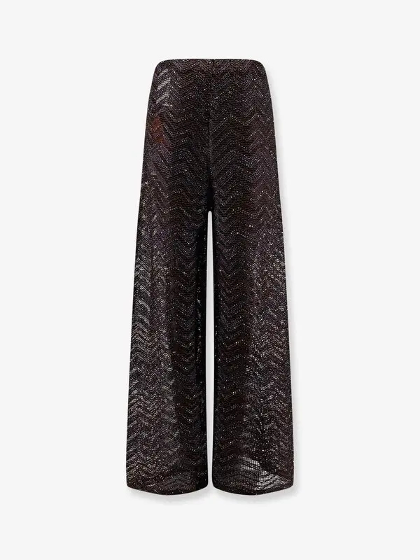 Missoni Viscose Blend Trousers With Chevron Pattern - Multicolor