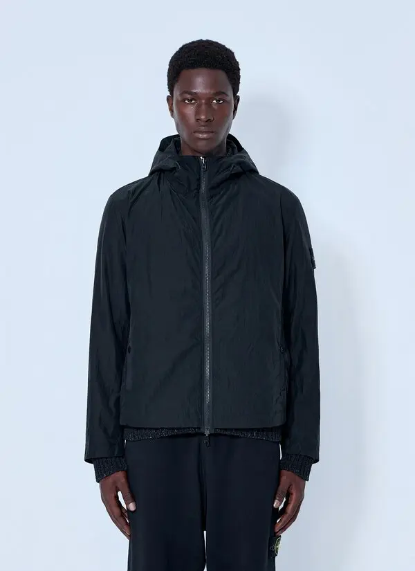 Stone Island Textured Knit Hooded Jacket - Black