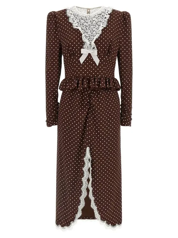Alessandra Rich Polka Dot Midi' Dress