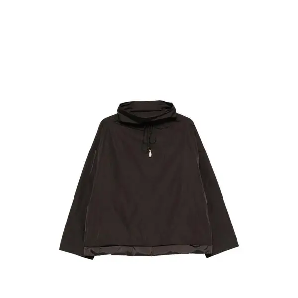 Carven Funnel Neck Oversized Coat - Brown