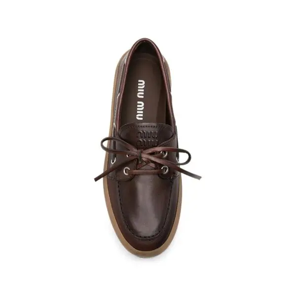 Miu Miu Leather Loafers - Brown