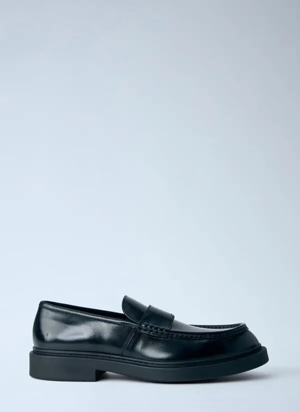 JIL SANDER Brushed Leather Loafers - Black