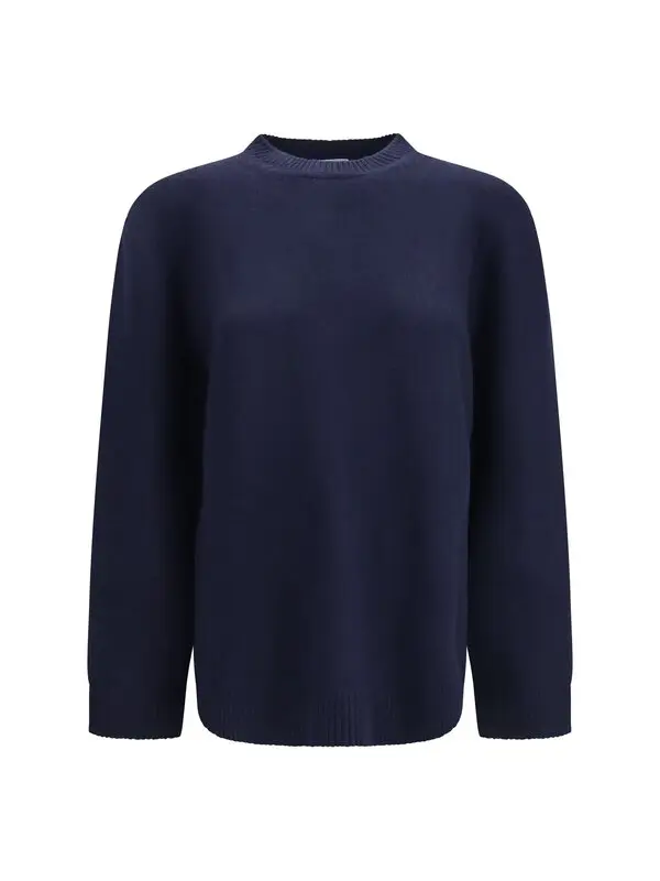 Prada Crewneck Sweater With Suede Elbow Patches - Blue