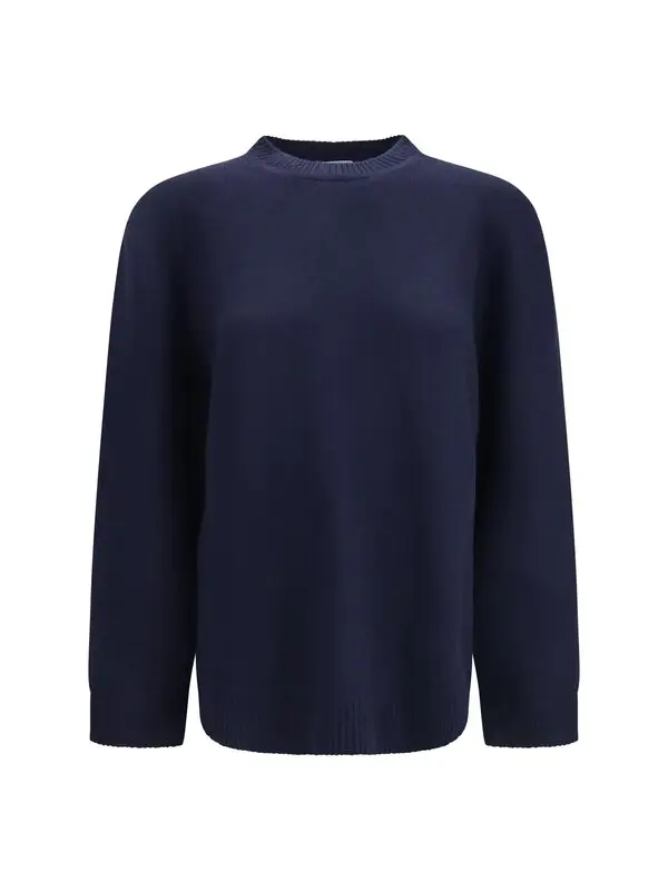 Prada Crewneck Sweater With Suede Elbow Patches - Blue
