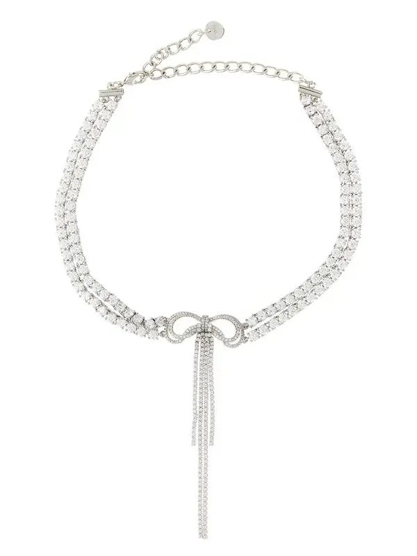 SELF-PORTRAIT Double Crystal Bow' Necklace