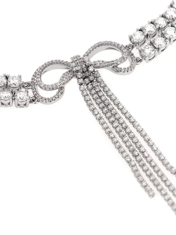 SELF-PORTRAIT Double Crystal Bow Necklace
