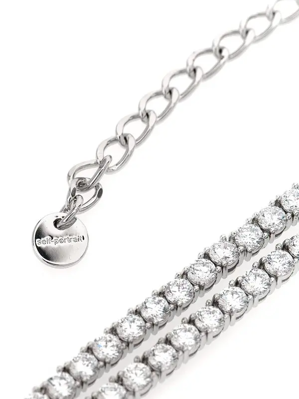 SELF-PORTRAIT Double Crystal Bow Necklace