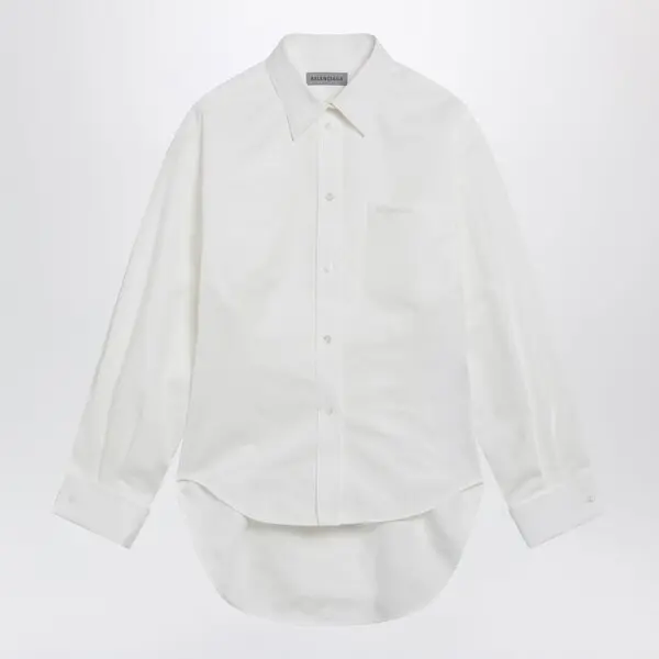 Balenciaga Cocoon Shirt In Cotton And Silk Poplin - White