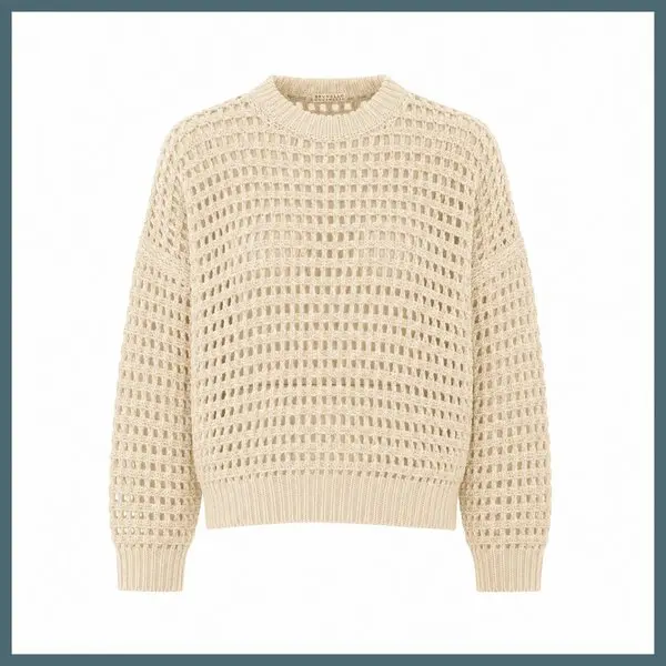 Brunello Cucinelli Knitted Net Sweater - White