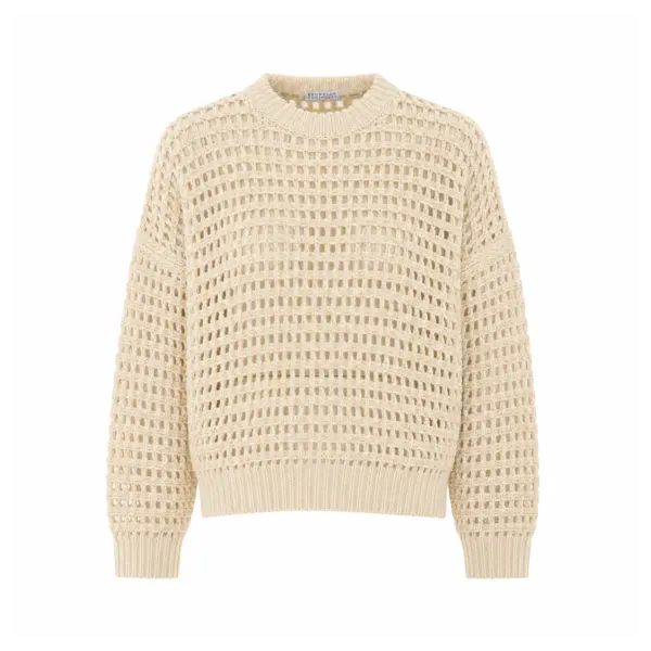 Brunello Cucinelli Knitted Net Sweater - White