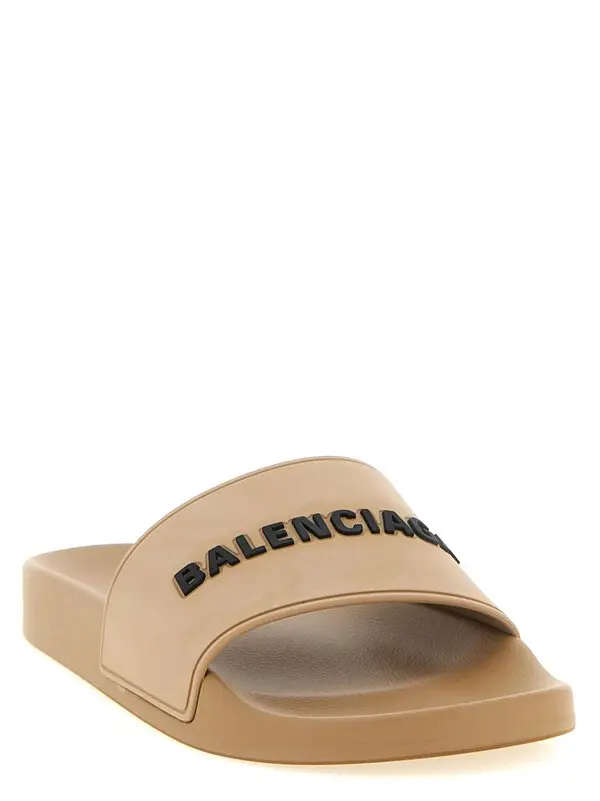 Balenciaga Slide Pool' Sandals - Cream