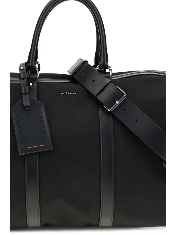Kiton Leather-trim Travel Duffle Bag - Black