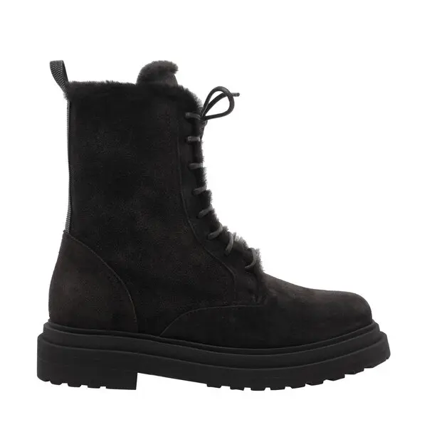 Brunello Cucinelli Suede Monile Booties - Brown