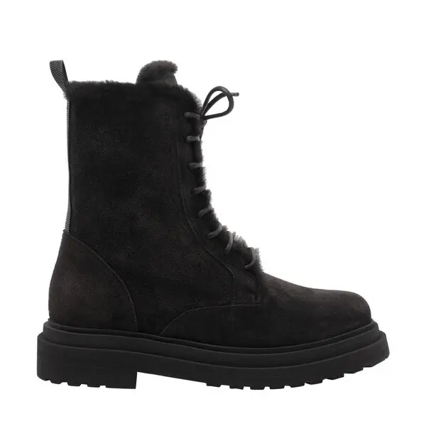 Brunello Cucinelli Suede Monile Booties - Brown
