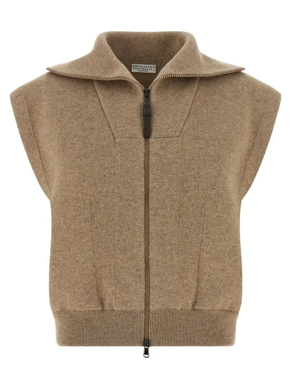 Brunello Cucinelli Cashmere Zip Vest - Cream