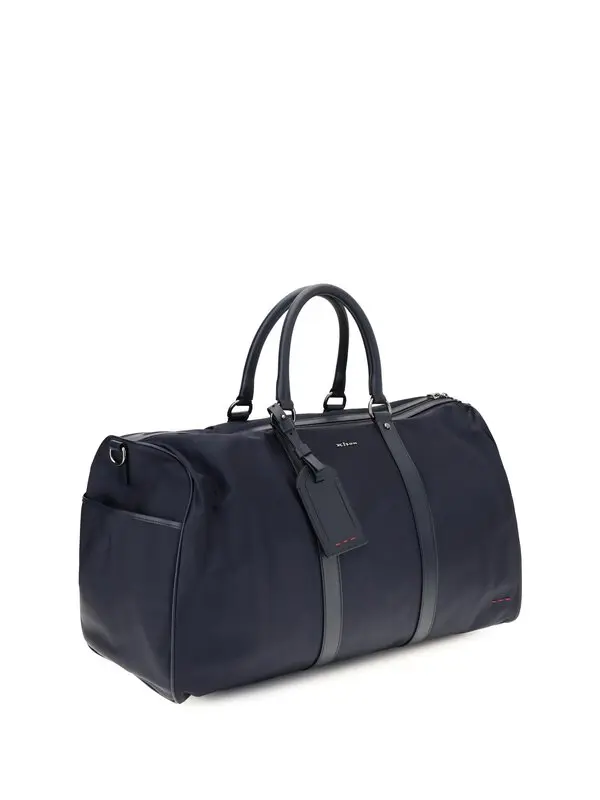 Kiton Leather-trim Travel Duffle Bag - Blue