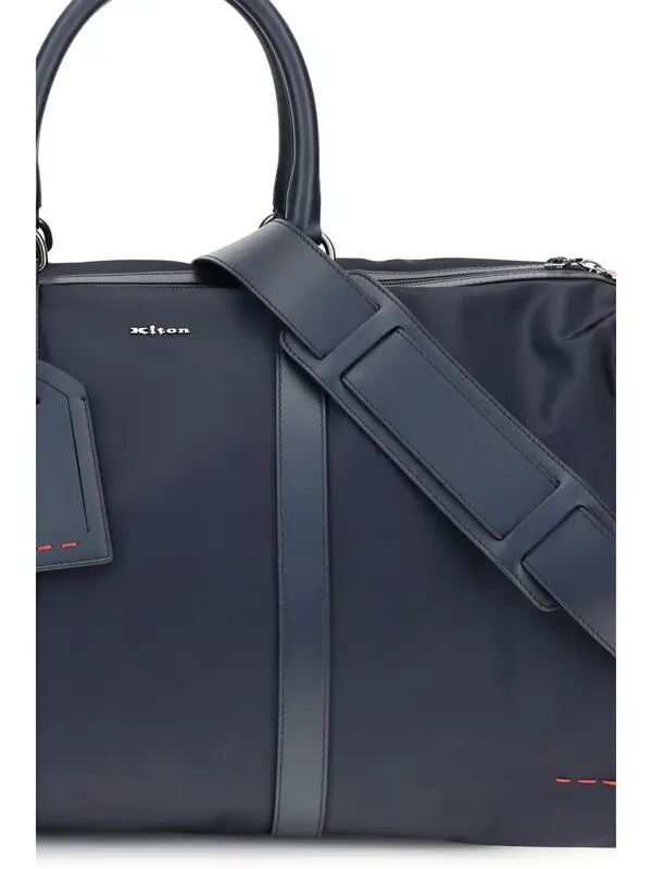 Kiton Leather-trim Travel Duffle Bag - Blue