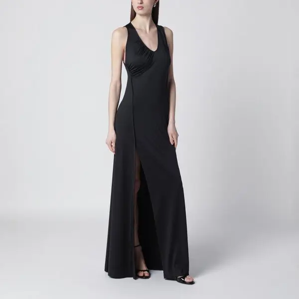 Victoria Beckham Long Jersey Dress With Slit - Black