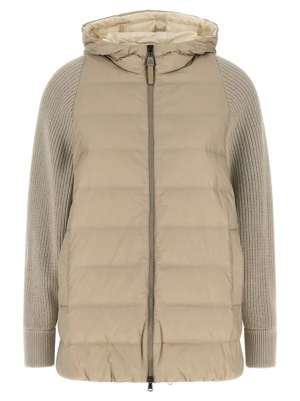 Brunello Cucinelli Shiny Zipper Pull Down Jacket - Cream