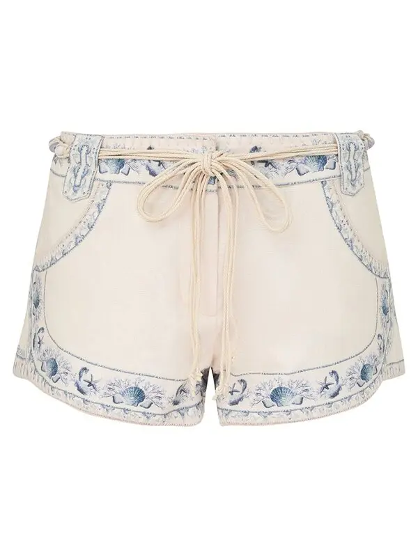 Zimmermann Mini Shorts Wanderlust - Cream