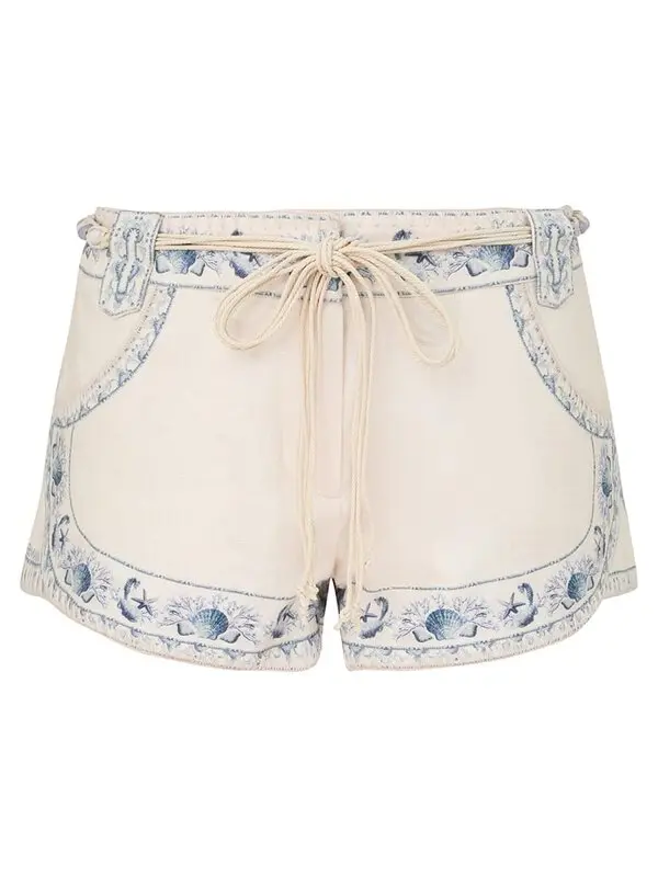 Zimmermann Wanderlust Mini Shorts - Cream